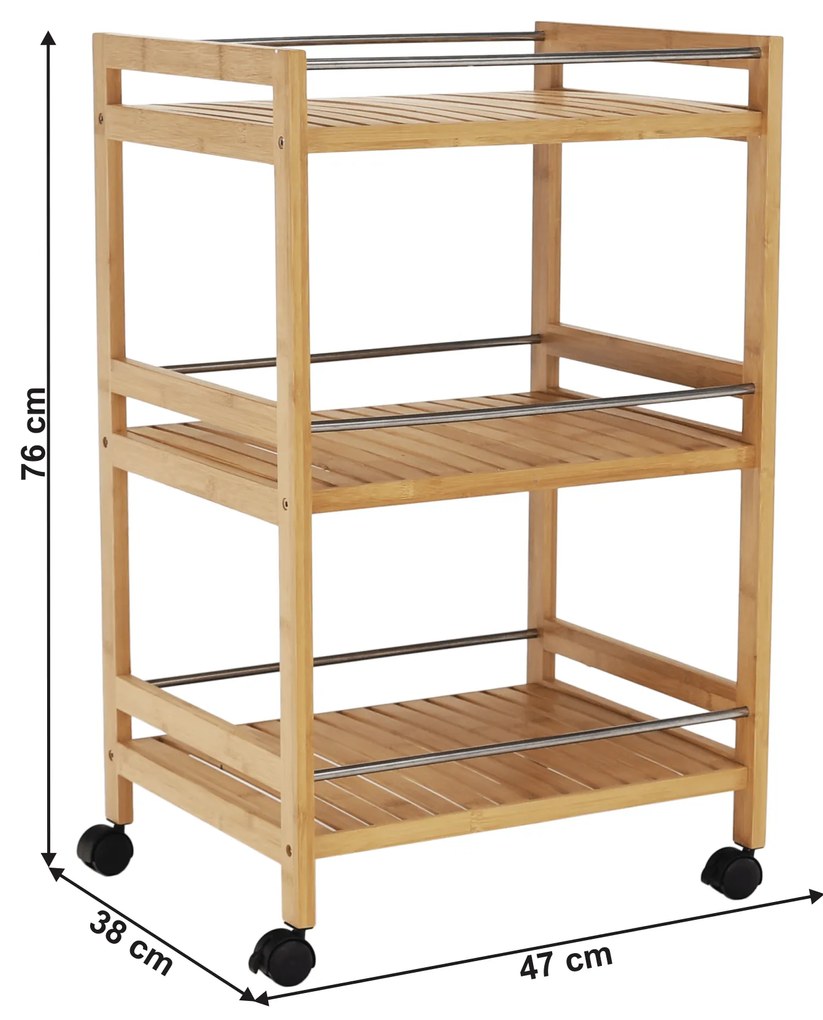 Kondela Servírovací vozík, přírodní bambus, NASHY