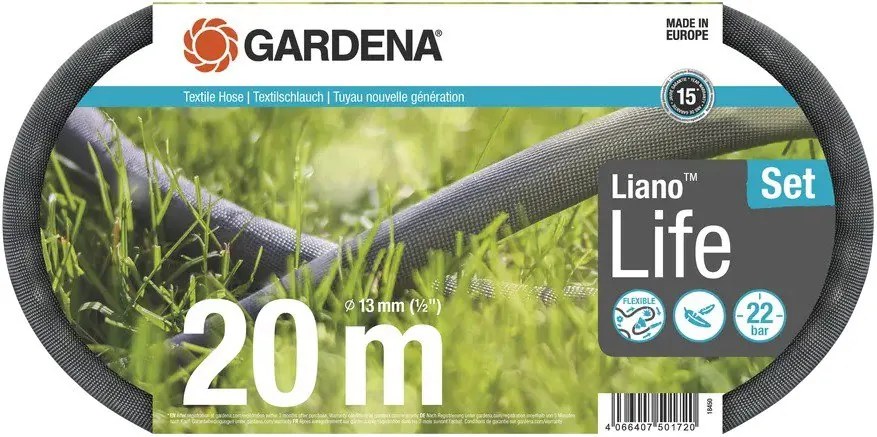 Zahradní hadice gardena hadice zahradní, textilní liano life, sada - délka 20 m