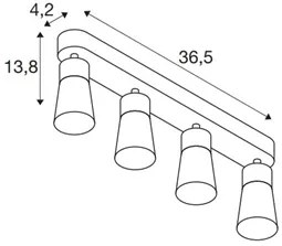 SLV 1008348 Puri 2.0 Cone, černé nástěnné/stropní svítidlo 4xGU10, délka 36,5cm