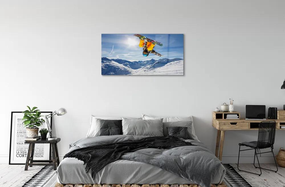 Obraz na skle Man mountain board 100x50 cm