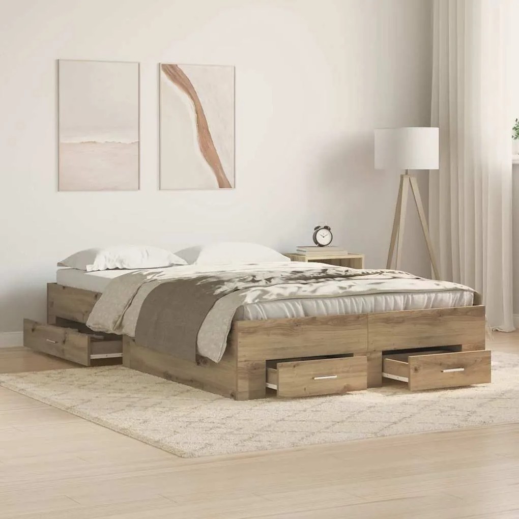 Rám postele Artisanový dub 120 x 200 cm Kompozitní dřevo 3333970