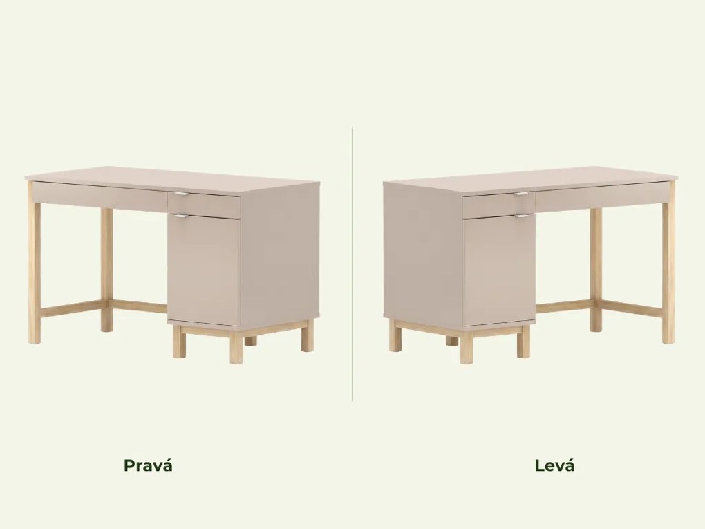 Dětský psací stůl MODEL se šuplíky a skříňkou Zvolte barvu: Kašmírová s bílým úchytem, Zvolte rozměr: 100x60 cm, Zvolte stranu: Levá