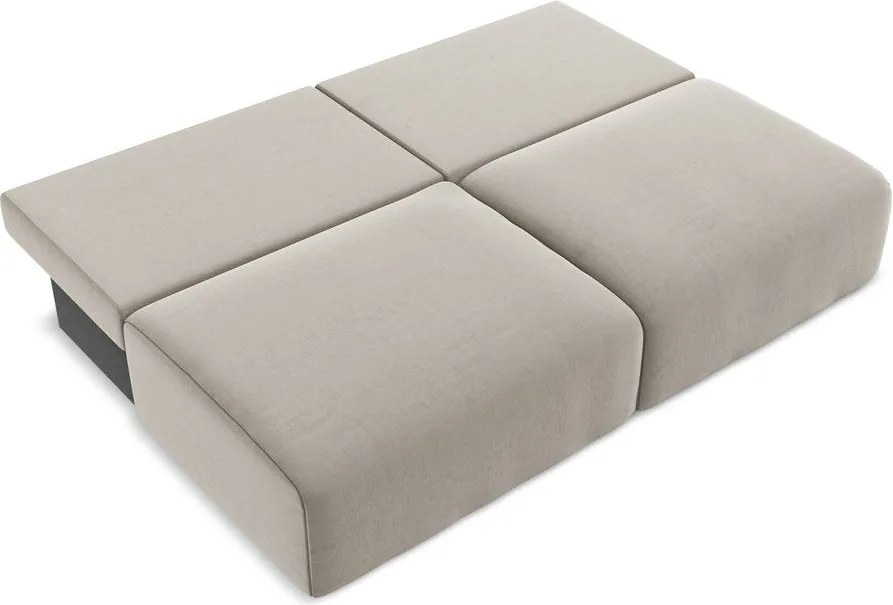 Taupe sametová rozkládací/s úložným prostorem pohovka 216 cm Kalena – Makamii