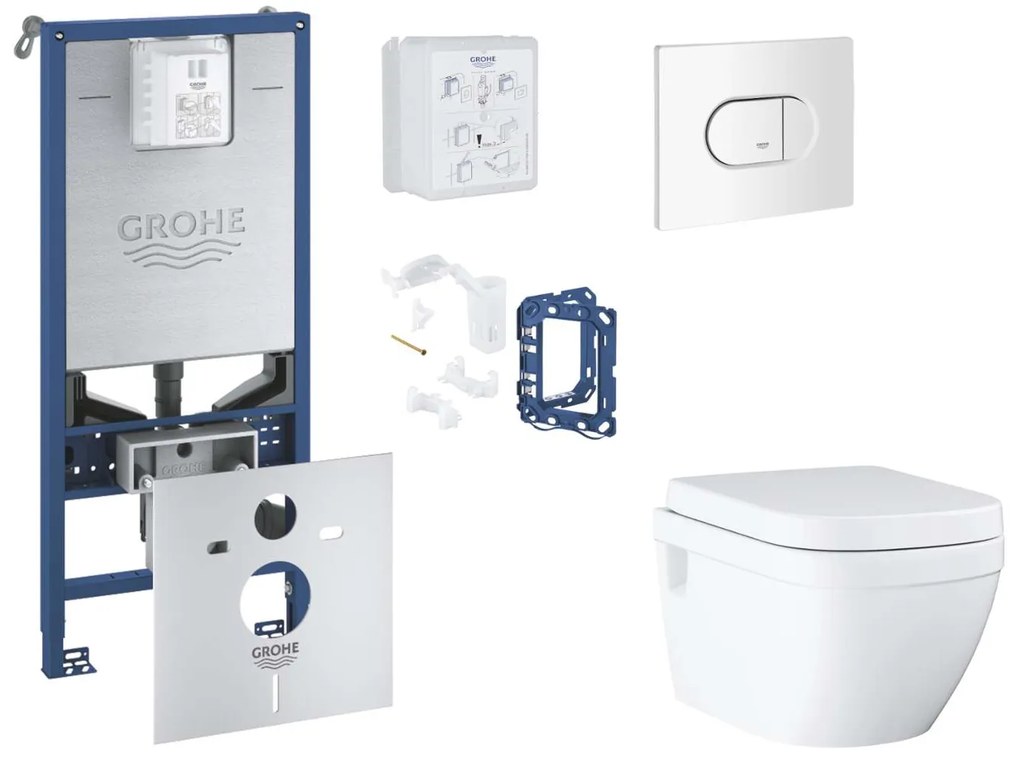 Grohe Rapid SLX - Set předstěnové instalace, klozetu, sedátka SoftClose, tlačítka Arena Cosmopolitan a sady pro vhazování tablet, alpská bílá SANI11BB3141