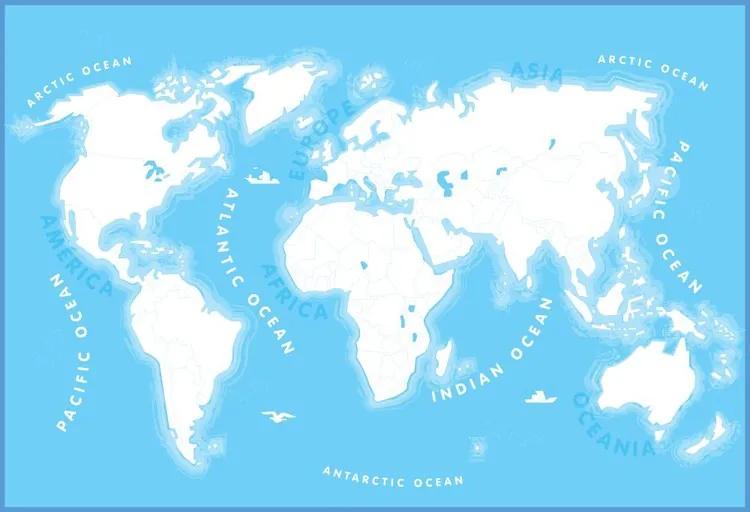 Fototapeta, Tapeta Mapa světa pro děti, (232 x 158 cm)