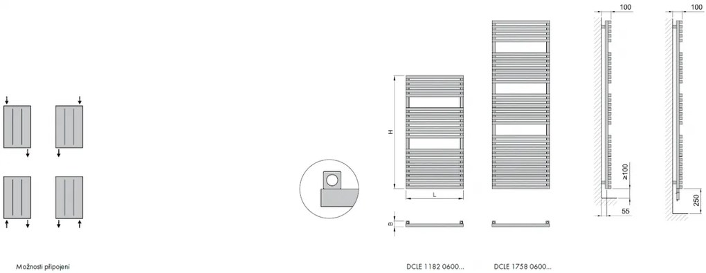 Isan Club Edge 1758 x 600 mm koupelnový radiátor bílý