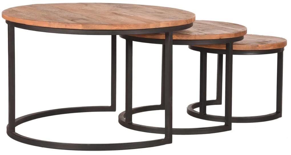OnaDnes -20% Set tří mangových konferenčních stolků LABEL51 Triplet 70/50/40 cm