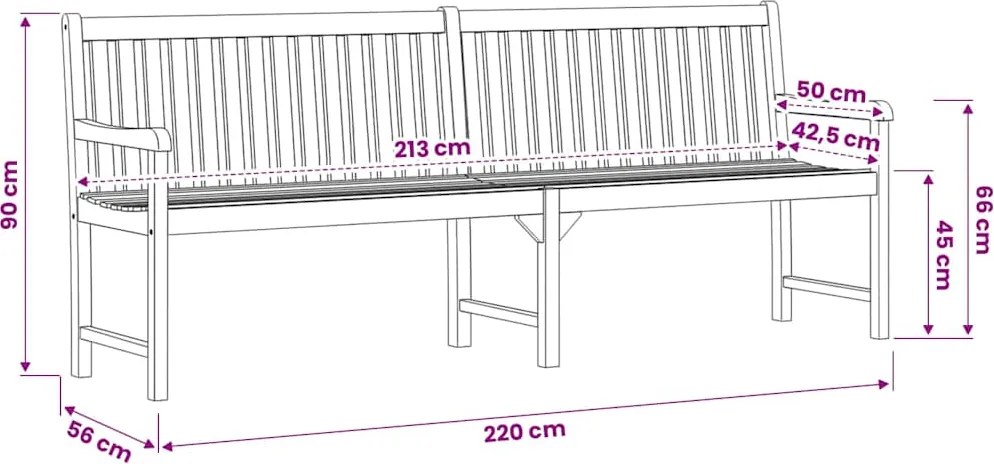 Zahradní lavice 220 cm masivní akáciové dřevo 316613