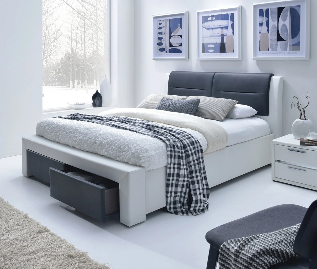 Manželská postel SANDRA-S 160 bílá/černá