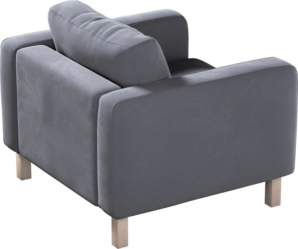 Potah na křeslo IKEA Karlstad, krátký barva šedá látka lesklé, sametová