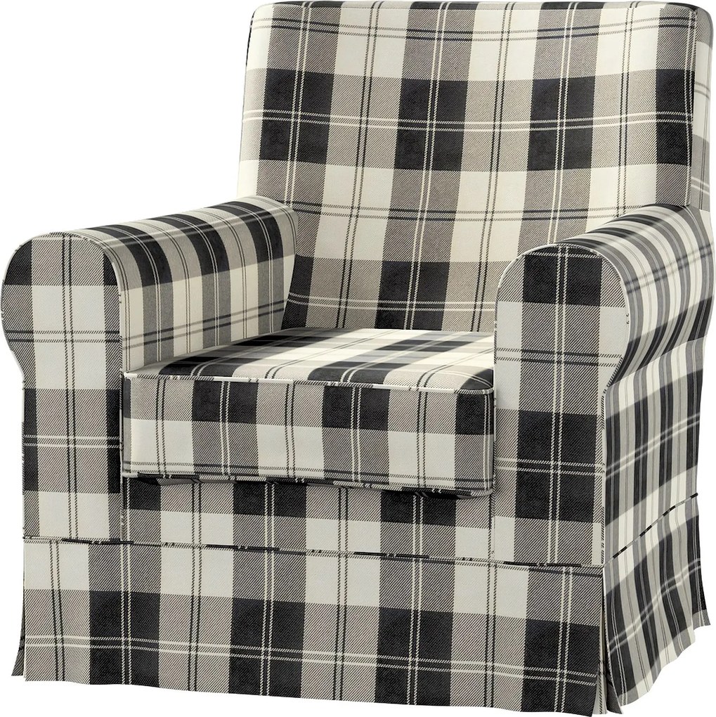 Potah na křeslo IKEA Ektorp Jennylund barva černá látka pletený vzor, vzorované