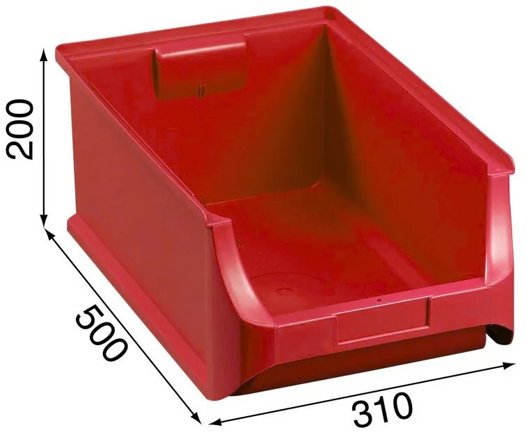 Plastové boxy PLUS 5, 310 x 500 x 200 mm, červené, 6 ks