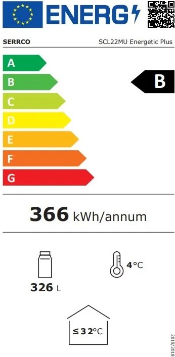 Chladicí minibar Serrco by Tefcold SCL-22MU+ 124 cm, 275 l, 2 plné dveře + 2letá plná záruka (IČ)