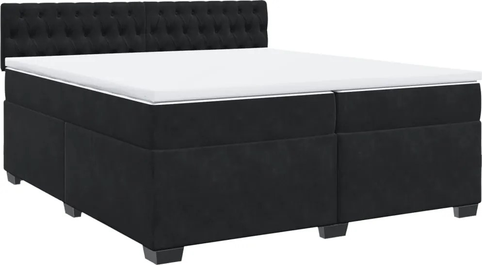 Box spring postel s matrací černá 200x200 cm samet 3288710