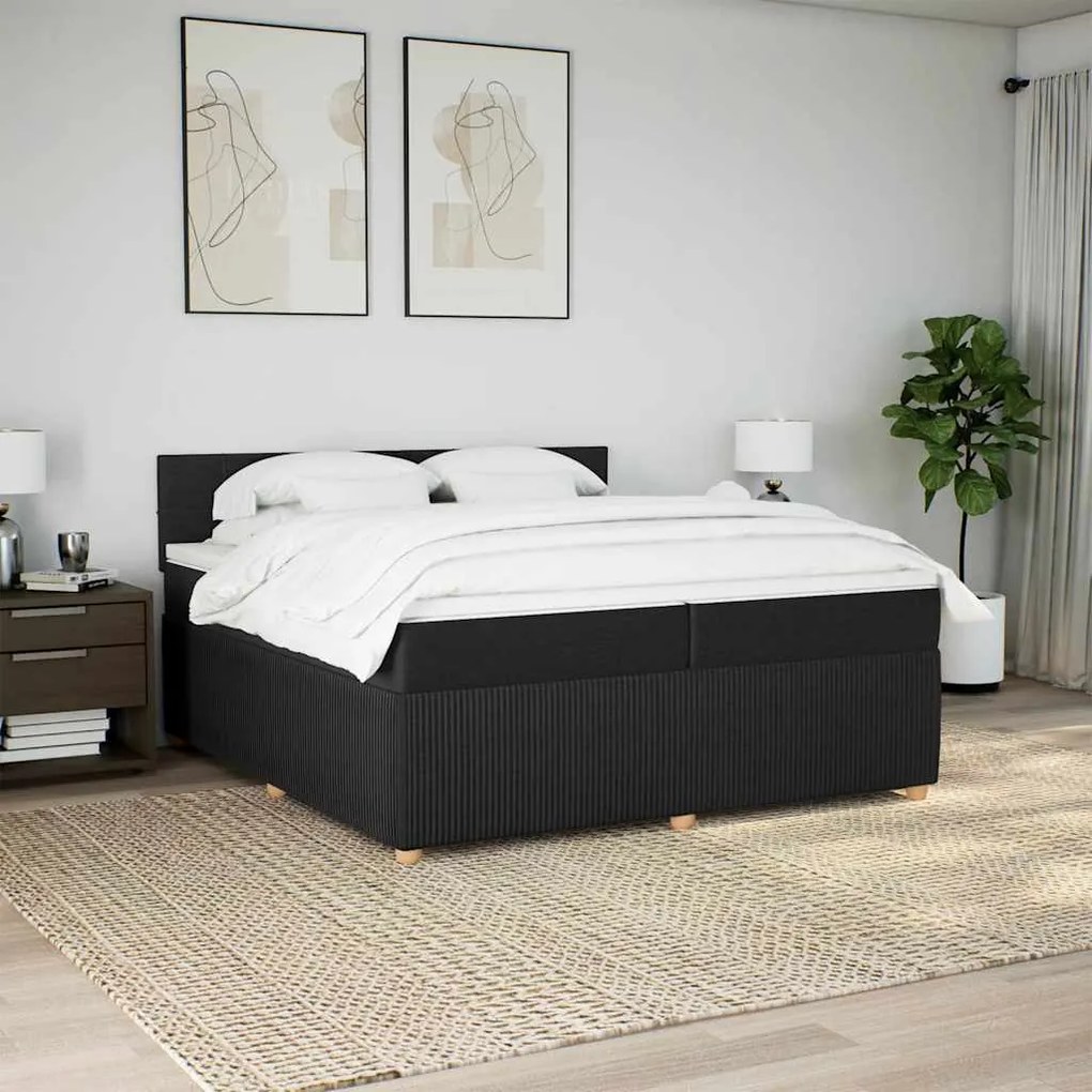 Box spring postel s matrací černá 200x200 cm textil 3289865