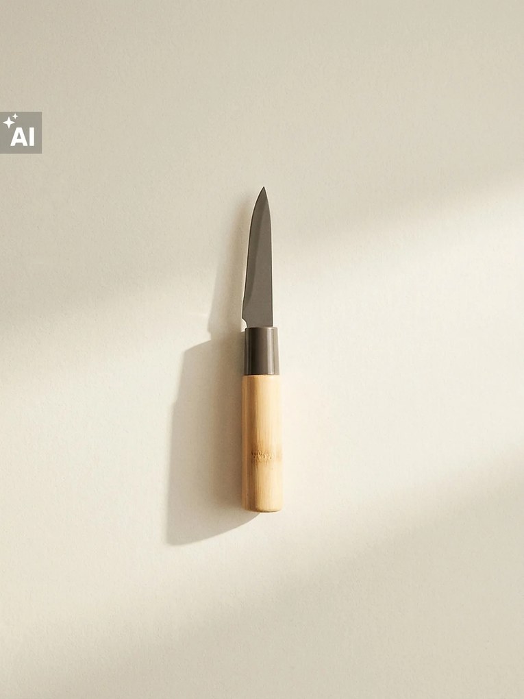 Sinsay - Kuchyňský nůž s bambusovou rukojetí - béžová