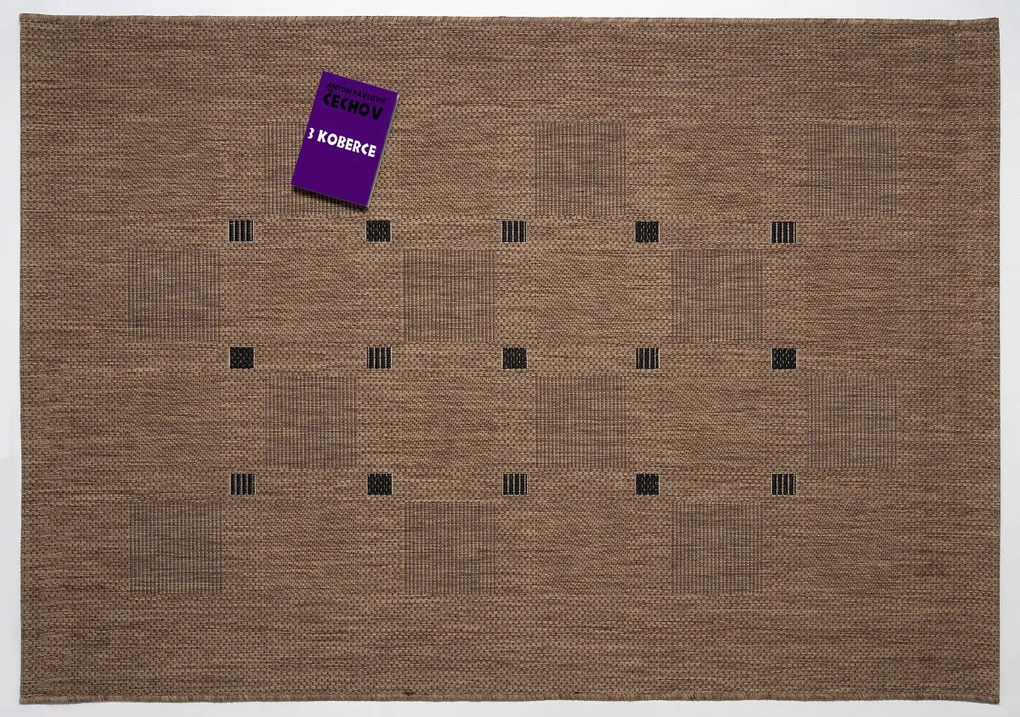 Devos koberce Kusový koberec FLOORLUX Coffee/Black 20079 – na ven i na doma - 200x290 cm