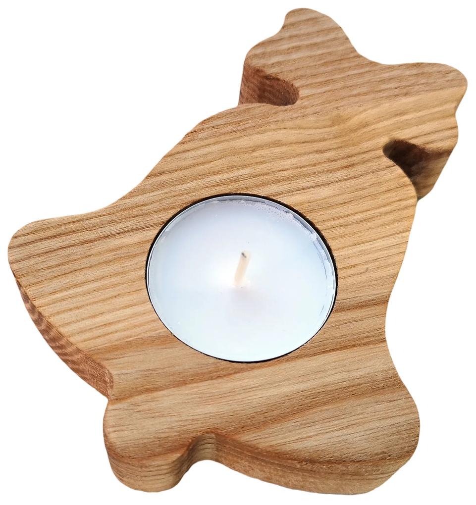 Svícen na 1 čajovou svíčku Dřevo: Jasan, Tvar: Zvonek