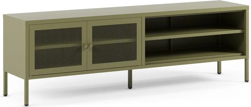 Zelený kovový TV stolek 160x50x35 cm Fayna – Marckeric
