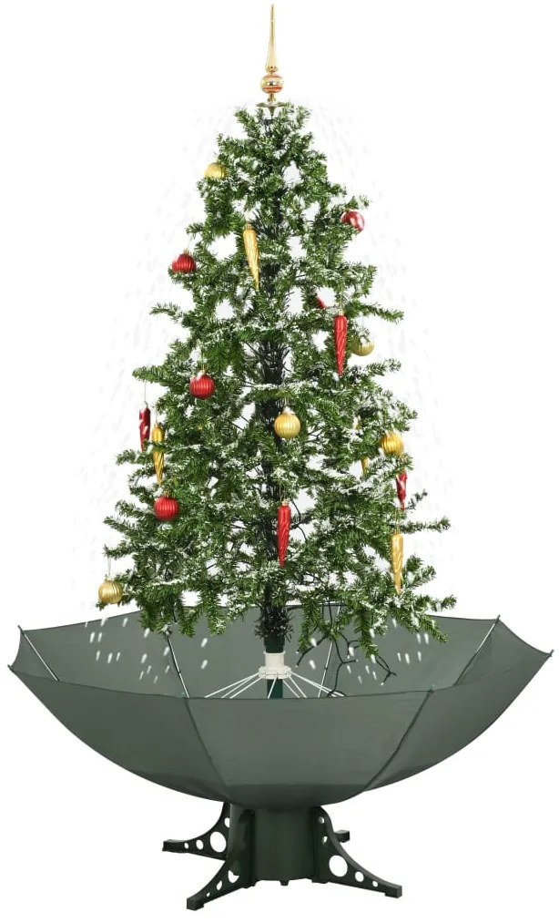 284335 vidaXL Sněžící vánoční stromeček s deštníkovým stojanem zelený 170 cm