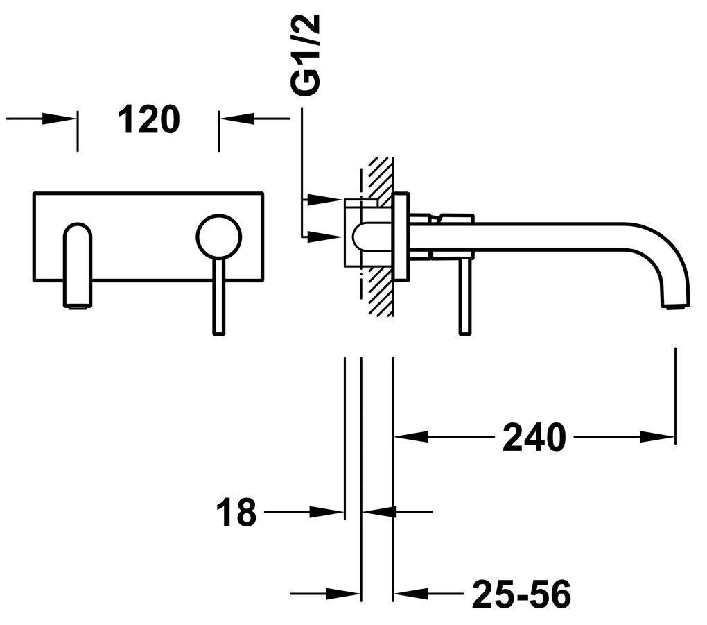 TRES Study Exclusive Jednopáková nástěnná baterie, ramínko 24 cm, růžové zlato 26230012OP