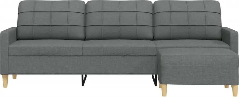 3místná pohovka s podnožkou tmavě šedá 210 cm textil 3278250