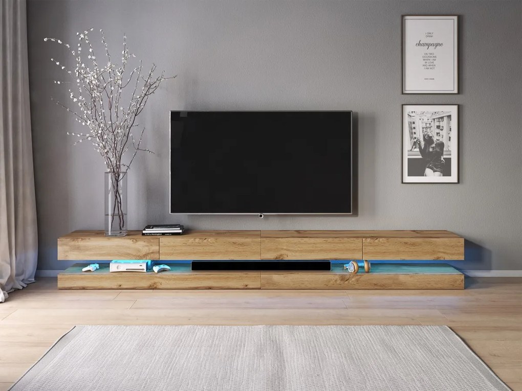 TV stolek Fly s LED osvětlením 280 cm dub votan