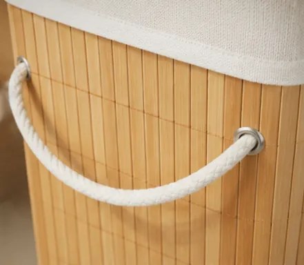 koš na prádlo, objem 40 l, bez víka, bambus, 49,5x39x20 cm, přírodní, Dekorino KP20260002