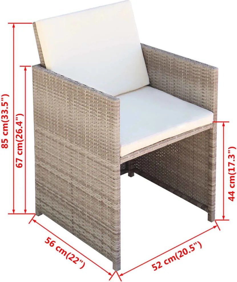 vidaXL Marketos 13dílný zahradní jídelní set s poduškami polyratan béžový