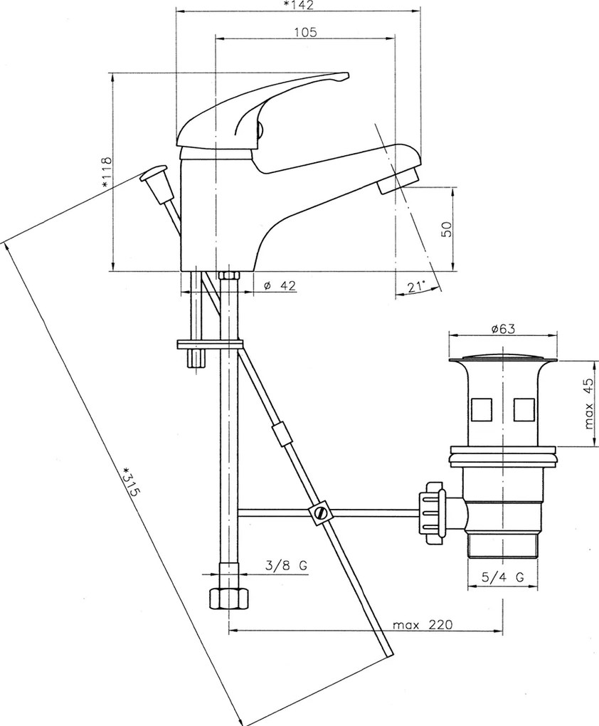 Novaservis Titania Iris Umyvadlová baterie s výpustí, chrom, 92001,0