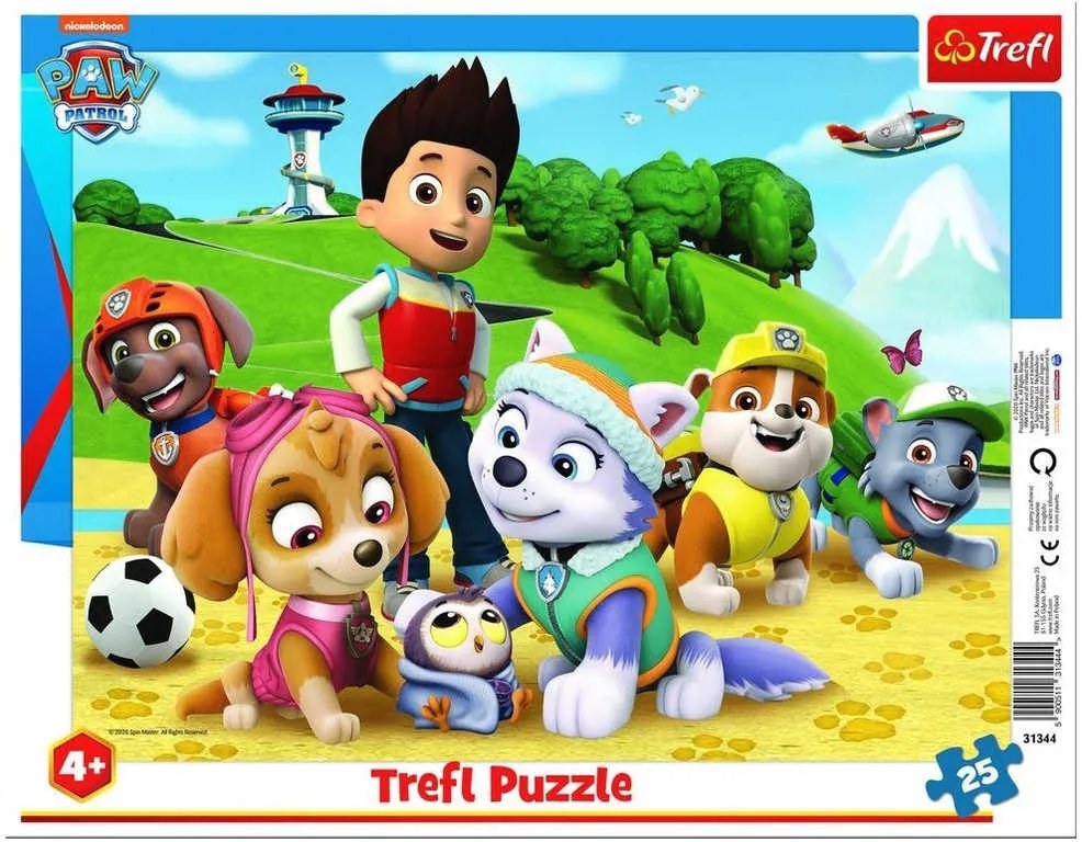 TREFL PUZZLE Deskové Tlapková Patrola 32x24cm v rámečku 25 dílků tr31344