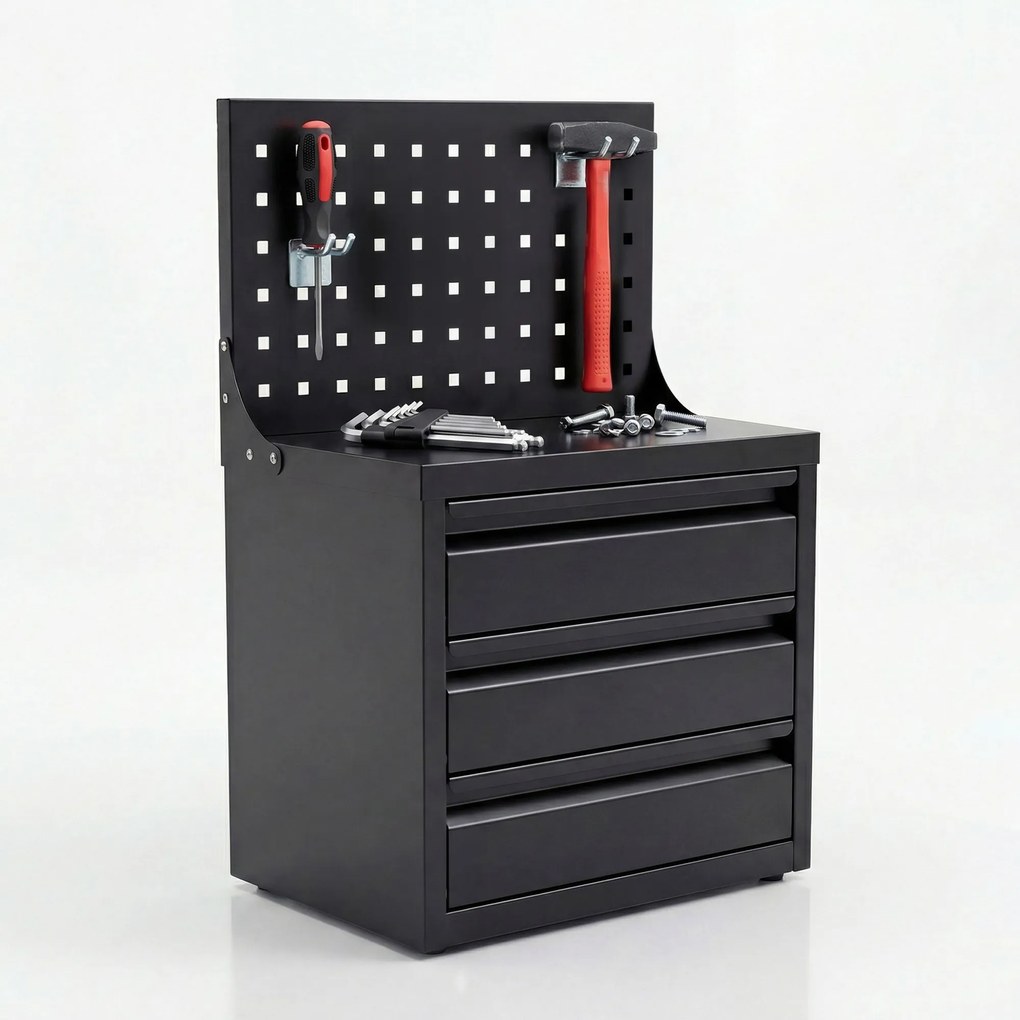 Organizér s perforovanou tabulí a zásuvkami, 660x400x300 mm