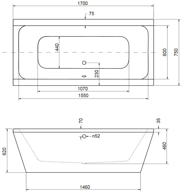 NIKIDO - B Volně stojící vana VERA Rozměry: 180 x 80 cm