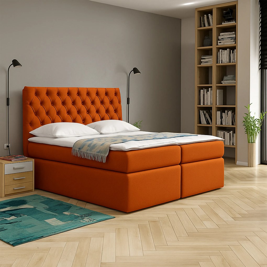 Eka Kontinentální čalouněná postel Luxurious - Cassablanca (90x200 cm) Barva látky Trinity: Světle hnědá (Trinity 2306)
