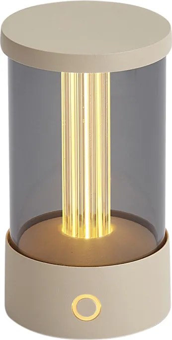 Venkovní stolní lampa béžová dobíjecí vč. nabíjecí stanice IP65 - Grill