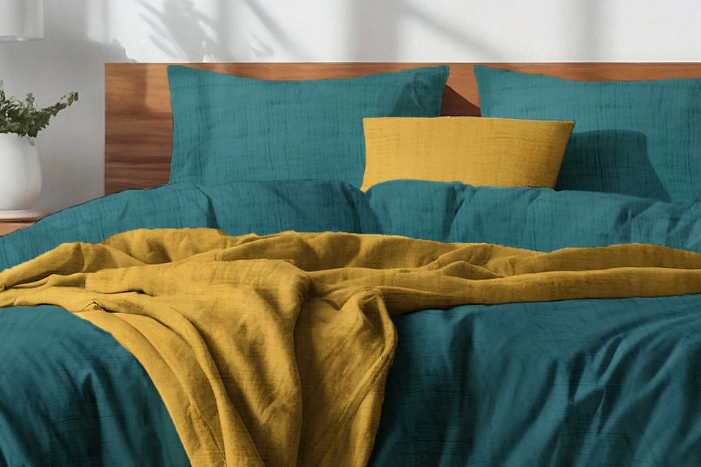 Mušelínové povlečení Mustard Velikost: 140 x 200 + 70 x 90