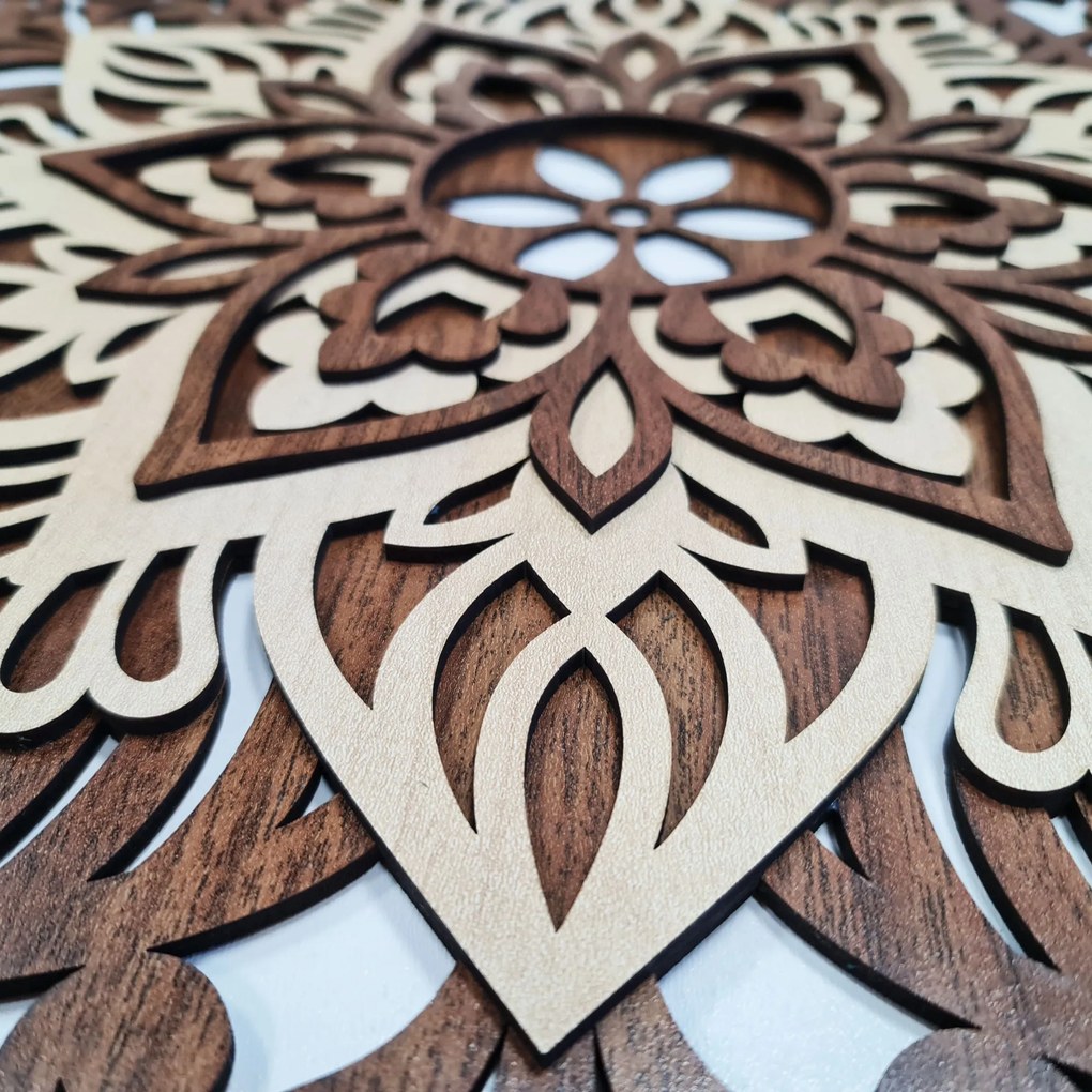 dřevo života 3 vrstvá mandala na zeď Inspirativní energie Zvolte rozměr Ø (cm): 40, Zvolte barevný dekor: dub zlatý