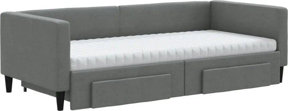 Válenda s přistýlkou a zásuvkami tmavě šedá 90 x 200 cm textil 3196633