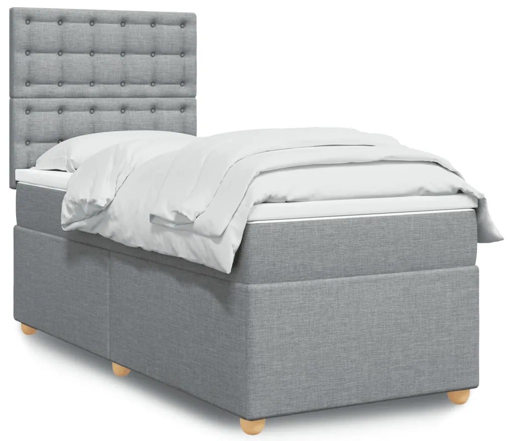 Box spring postel s matrací světle šedá 80 x 200 cm textil 3293421