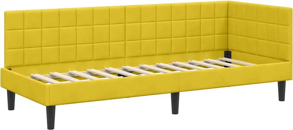 Rohový rám postele s matrací s čelo 2 ks Žlutá samet 3393964