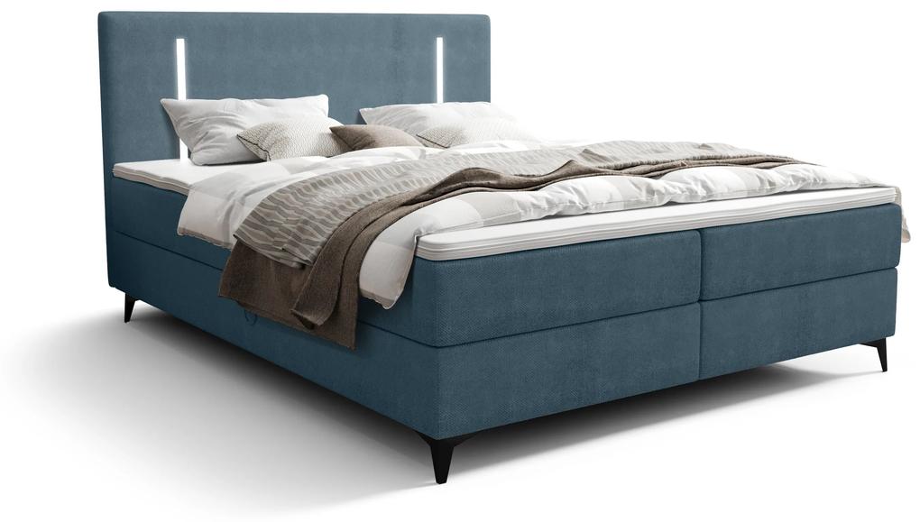 Jednolůžková postel 120 cm Ortega Comfort (světlomodrá) (s roštem a matrací, s úl. prostorem) (s LED osvětlením). 1082708