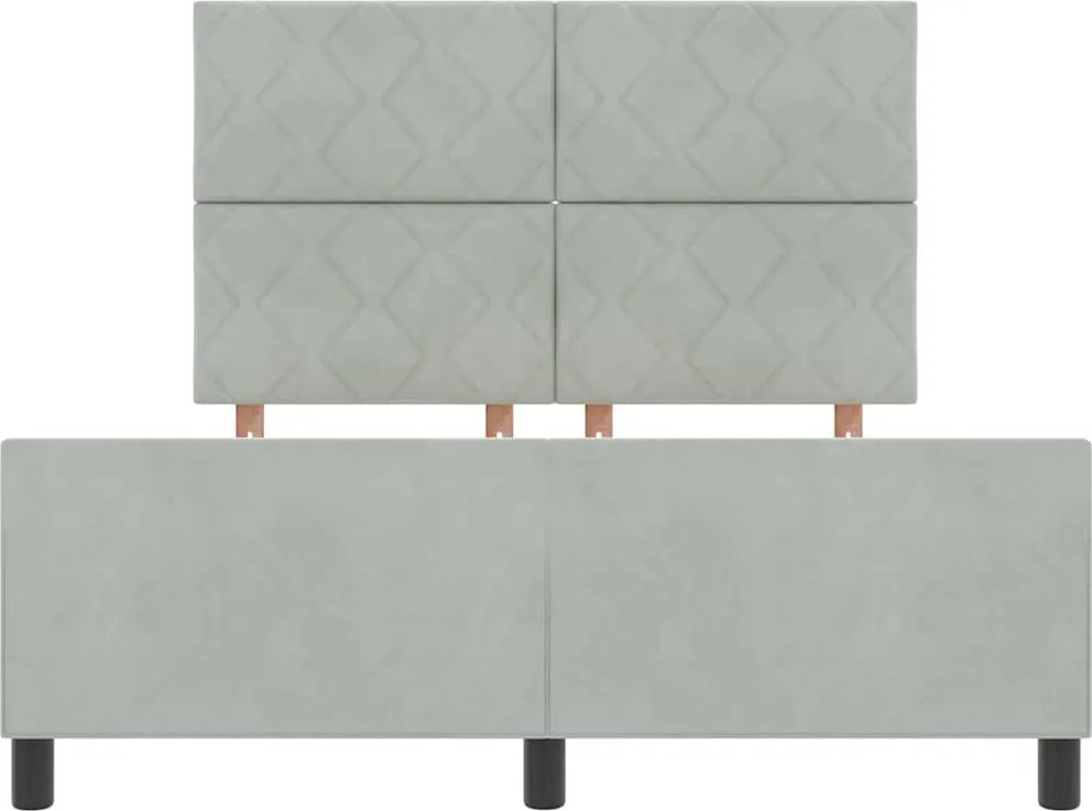 Postel s boxspringem s čelo Světle šedá 140 x 190 cm samet 3345005