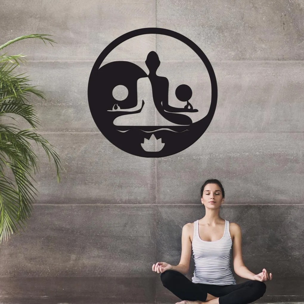 dřevo života Dřevěná dekorace na zeď YING YANG YOGA Zvolte barvu dekoru: Černá, Zvolte rozměr Ø (cm): 60