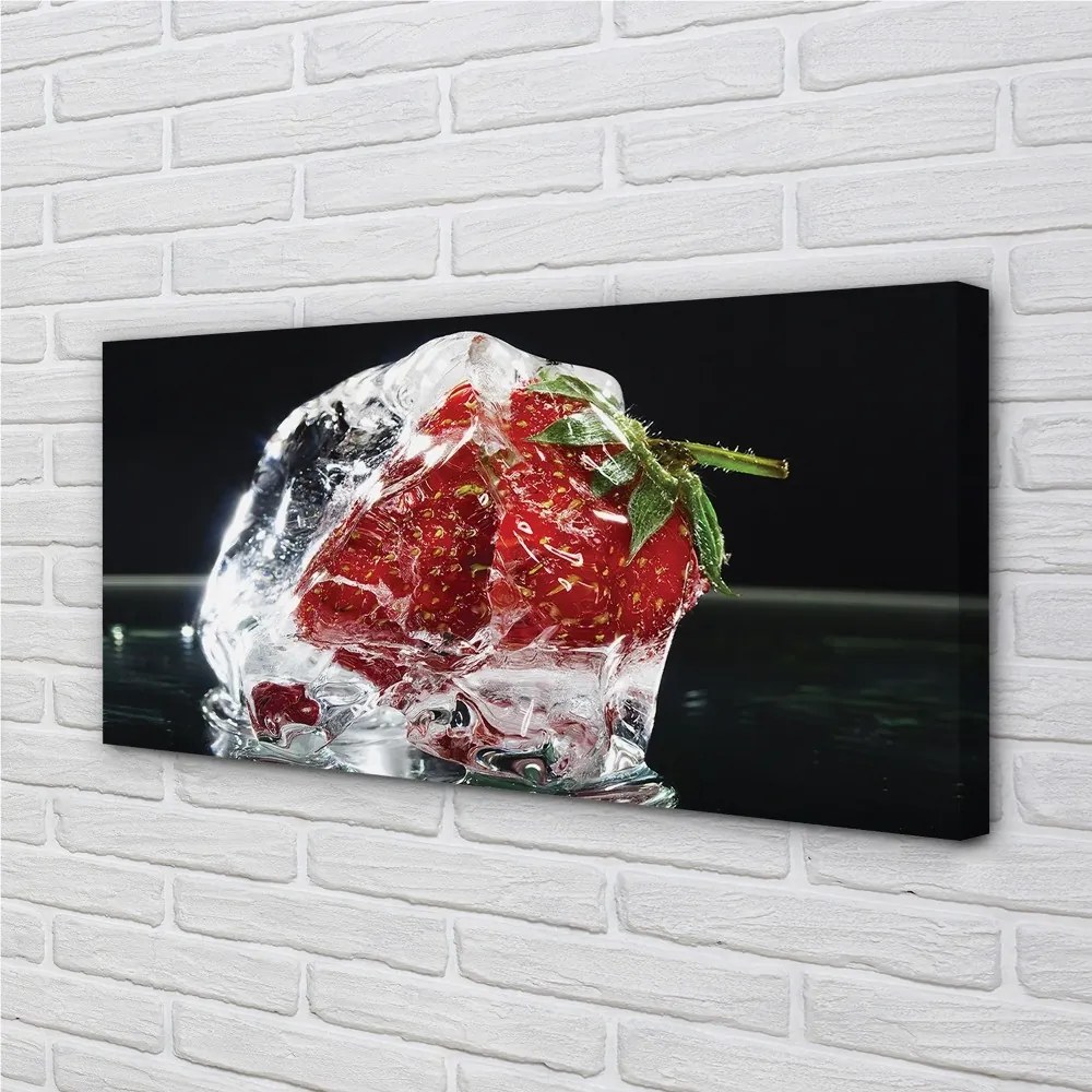 Obrazy na plátně Jahody v ledu kostka 100x50 cm