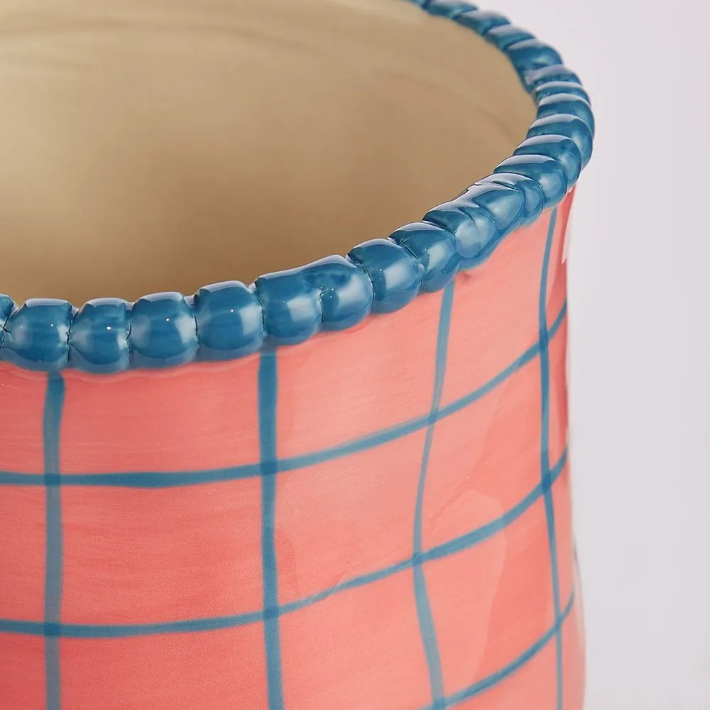 POTTERY Květináč 13 cm - růžová/modrá