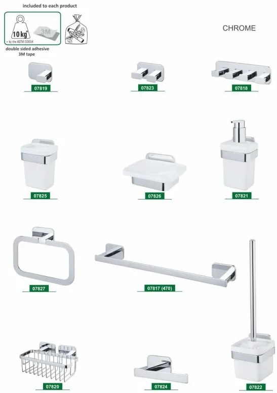 BISK Erga Tore, nástěnný WC kartáč, chromový, ERG-07822