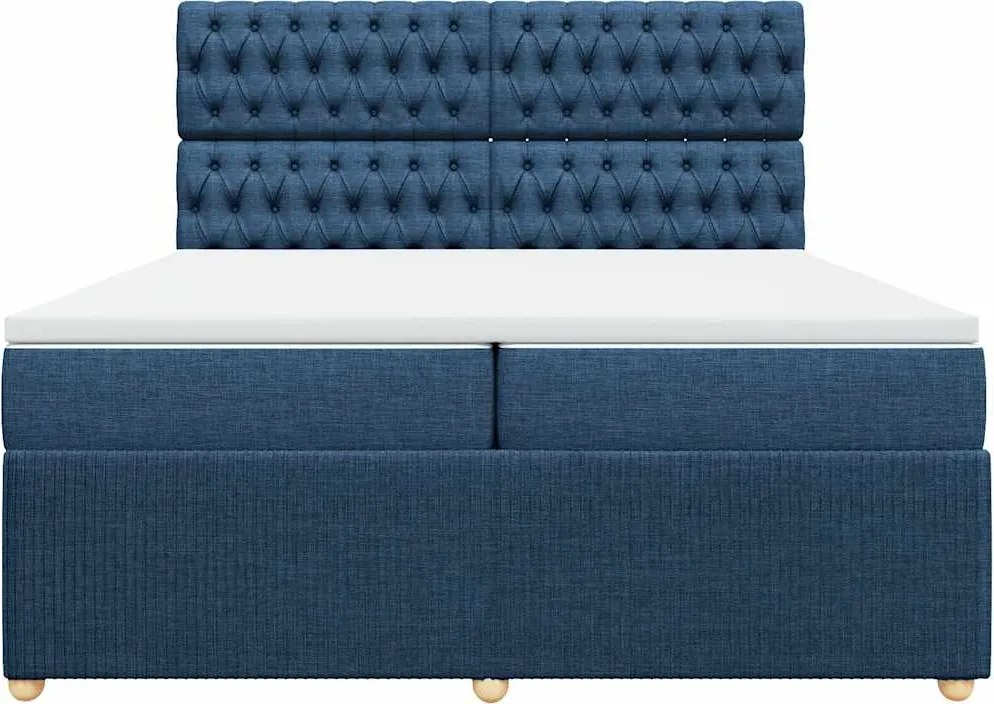Box spring postel s matrací modrá 200x200 cm textil 3294476