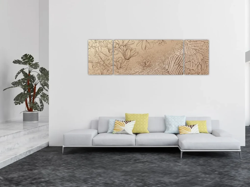 Obraz - Kreslené květy (170x50 cm) | BIANO