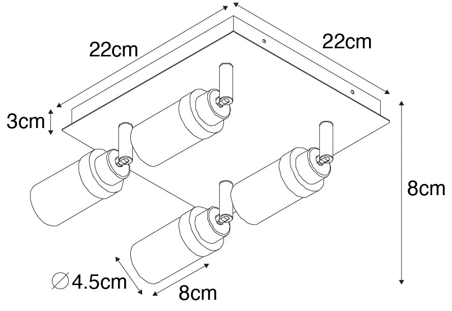 Moderní koupelnové bodové světlo černé 4-světlo IP44 - Japie