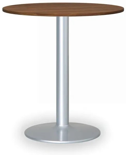 Konferenční stolek FILIP II, průměr 80 cm, šedá podnož, ořech